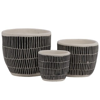 Irregular Stoneware Pot With Embossed Lattice Rectangle Design, Set of ...