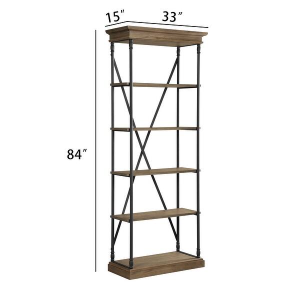 Corvus Ursula Etagere Wood and Metal Industrial Style Shelf Bookcase ...