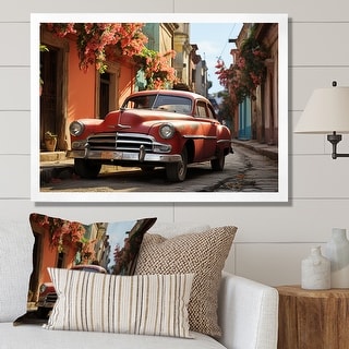 Designart "Vintage Cuban Car Heritage I" Cuba Framed Wall Art Prints ...