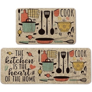 Cooker Quotes Farmhouse Kitchen Rug and Mat 2 Piece 17x29 & 17x47 - Bed ...