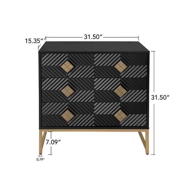 Modern Wood 3-Drawer Dresser With Decorative Embossed Pattern Door for ...