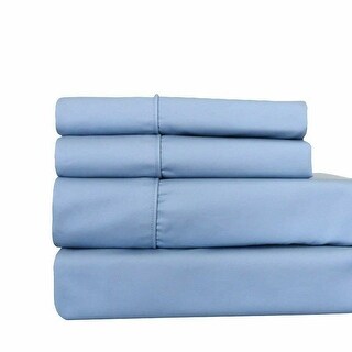 400 Thread Count Linens 4-Piece Set 100% Cotton Full Bed Sheet Blue ...