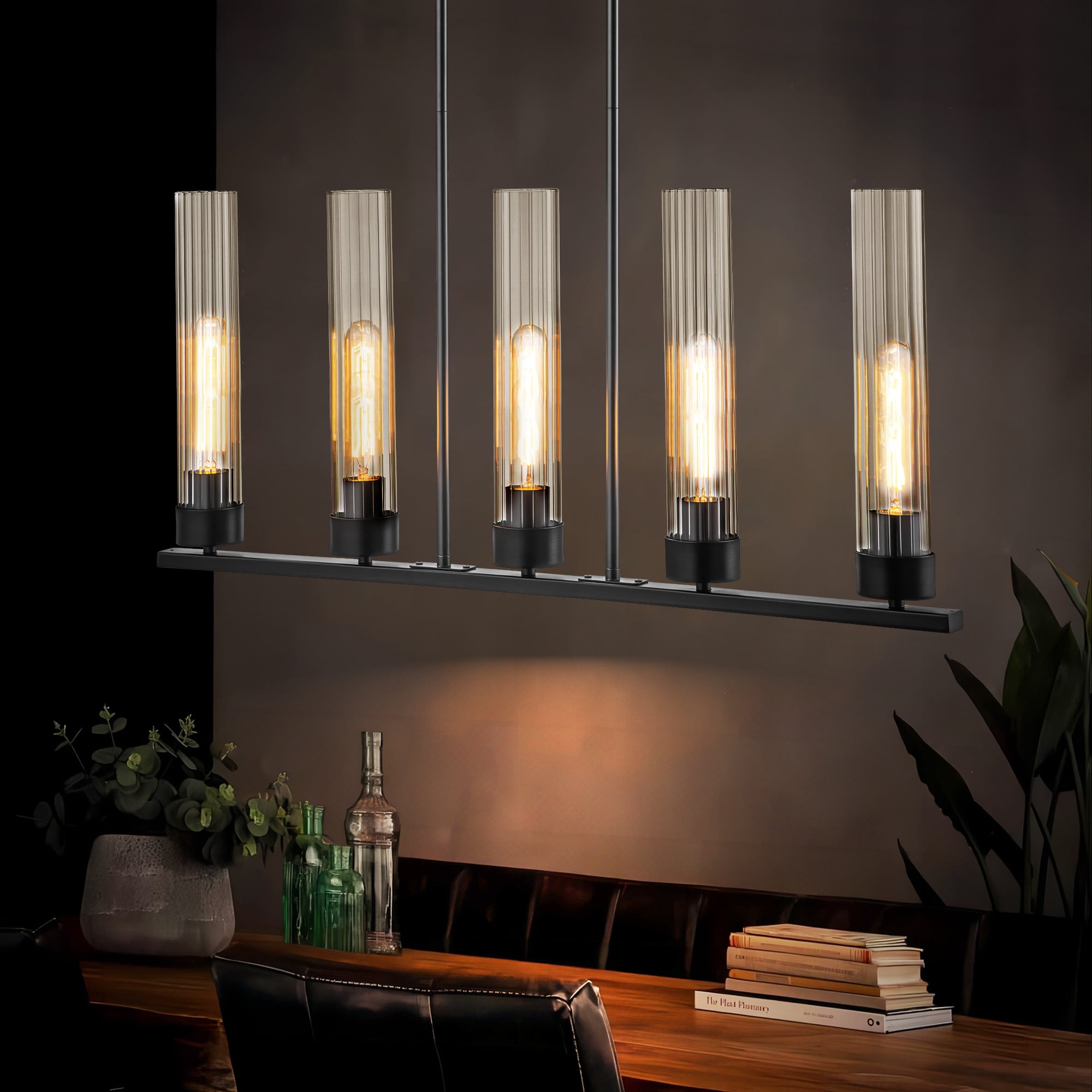 Modern 3-Light Black Linear Kitchen Island Pendant - On Sale - Bed Bath ...