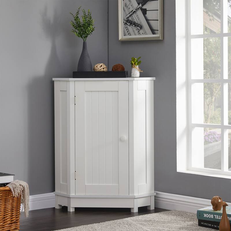 Merax Bathroom Floor Corner Cabinet with Shelf - Overstock - 34317087