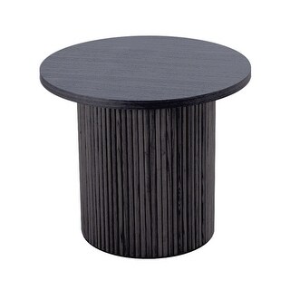 Cid Cue 24 Inch Side End Table, Tambour Pedestal Base, Black Ash Veneer ...