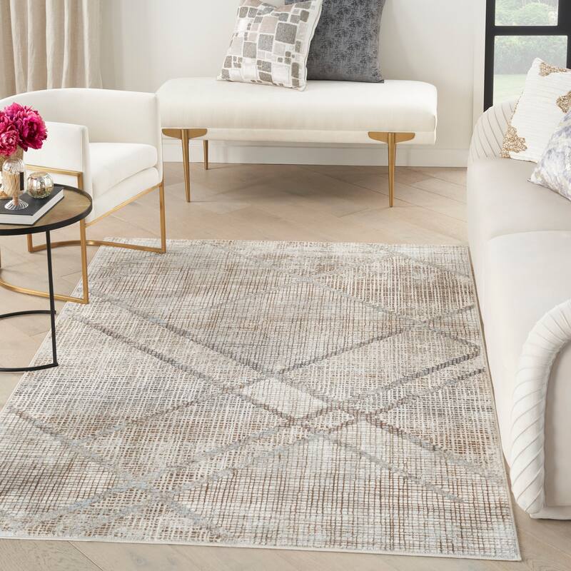 Nourison Home Iliana Indoor only Grey Abstract Area Rug - Overstock ...