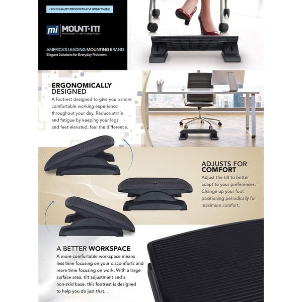 Mount-It! Ergonomic Footrest Adjustable Angle and Height for Under Desk ...