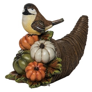 6.25" Bird on Cornucopia Rustic Fall Harvest Figurine - Bed Bath ...