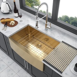 36" x 21" x 10" Gold Farmhouse Sink - 36 Inch Kitchen Sink Stainless ...