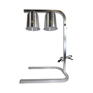 Metal Frame Standing Heating Lamp with 2 Inverted Shades, Chrome - Bed ...