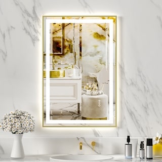 Gold Tempered Mirror Dual LED Light - Bed Bath & Beyond - 42984643