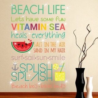 Walplus Summer Beach Quote Peel and Stick Wall Sticker Swarovski ...