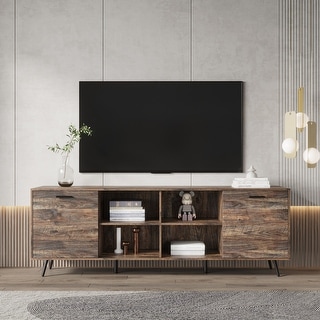 TV Stand Mid-Century Wood Modern Entertainment Center Adjustable ...