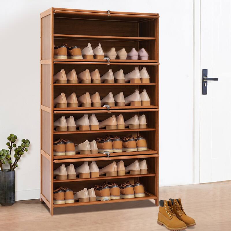 Shoe Cabinet Free Standing Shoe Cabinet with Flip Doors - Overstock ...