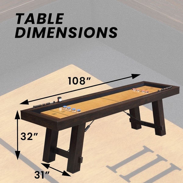 Hanover 9-Ft. Shuffleboard Table with Glossy Wax Finish, Bead-Style ...