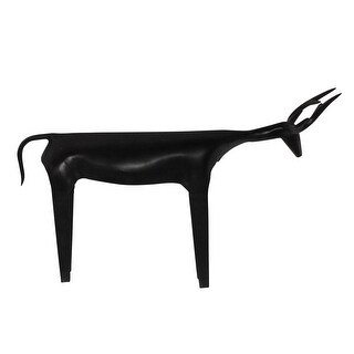 Iron Reindeer Figurine with Rustic Touches, Medium, Black - Bed Bath ...