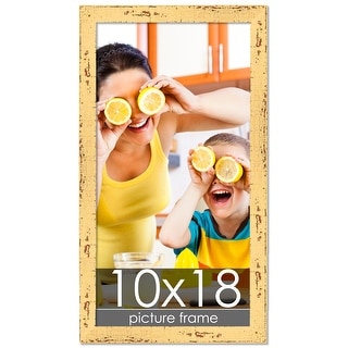 10x18 Shabby Chic / Farmhouse Yellow Wood Picture Frame - UV Acrylic ...