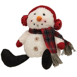 Sitting Winter Plaid Snowman - Red/Black/White - 7.50"W X 6.50"L X 11"H ...