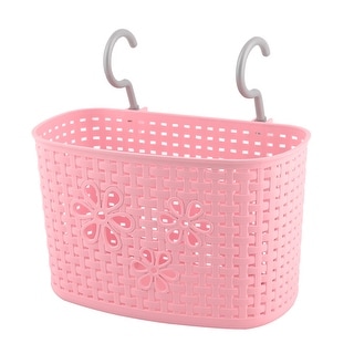 Kitchen Plastic Rectangular Hanging Hook Storage Basket Container Pink ...