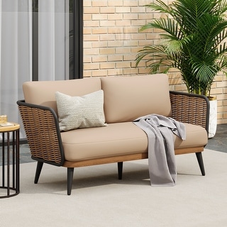 Raychel Outdoor Patio Wicker Chat Set with Cushions by Christopher ...