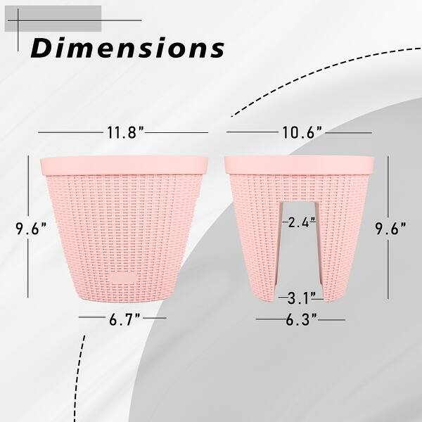 Aoodor 12'' Balcony Rattan Pattern Railing Planter Box with Drainage ...