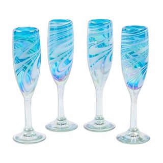 Novica Handmade Waves Of Sophistication Handblown Recycled Champagne ...