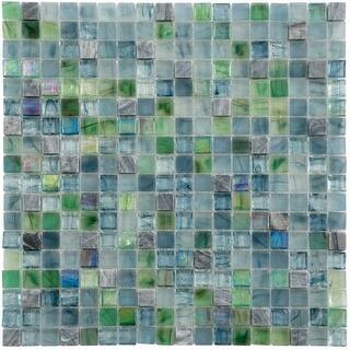 Apollo tile 12" x 12" Mingles Glossy Stone Blue Green Glass Tile (18.69 ...