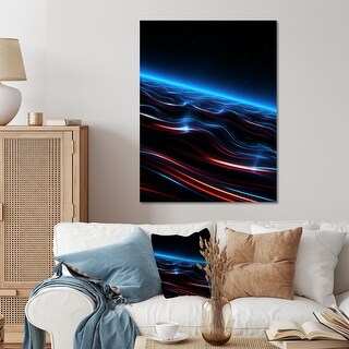 Designart "Blue And Black Planet Horizon" Space Planet Metal Wall Art ...