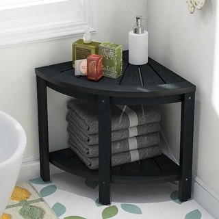 Lumber Shower Bench 18" Shower Stool Corner Bench with Storage Shelf ...