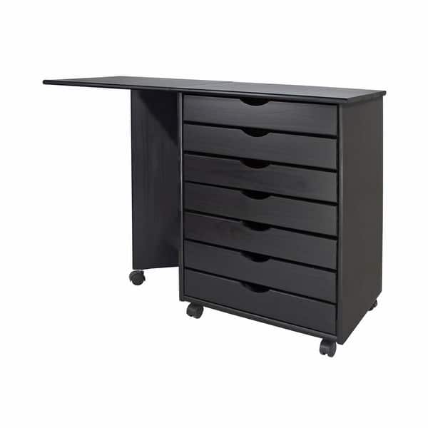 Adeptus Original Roll Cart, Solid Wood, 7 Drawer Gate Leg Roll Cart ...