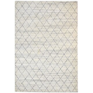 One of a Kind Hand-Woven Modern 5' x 8' Diamond Wool Tan Rug - 5' x 8 ...