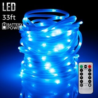 33ft 100LEDs Starry String Lights, Waterproof & Battery Powered, Blue ...