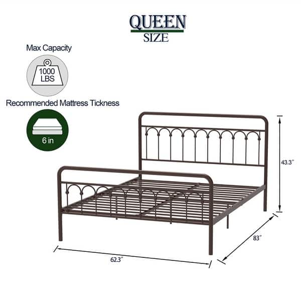 Classic Style Queen Size Metal Frame Bed with Large Under-bed Storage ...