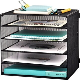5 Slot Desk Organizer Tray Black - Bed Bath & Beyond - 39256252