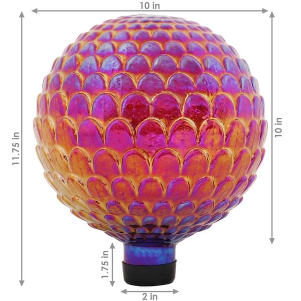 Red Scalloped Texture Outdoor Garden Glass Gazing Globe - 10-Inch - Bed ...