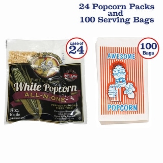 8oz White Popcorn Packs and 100 Popcorn Bags by Great Northern Popcorn ...