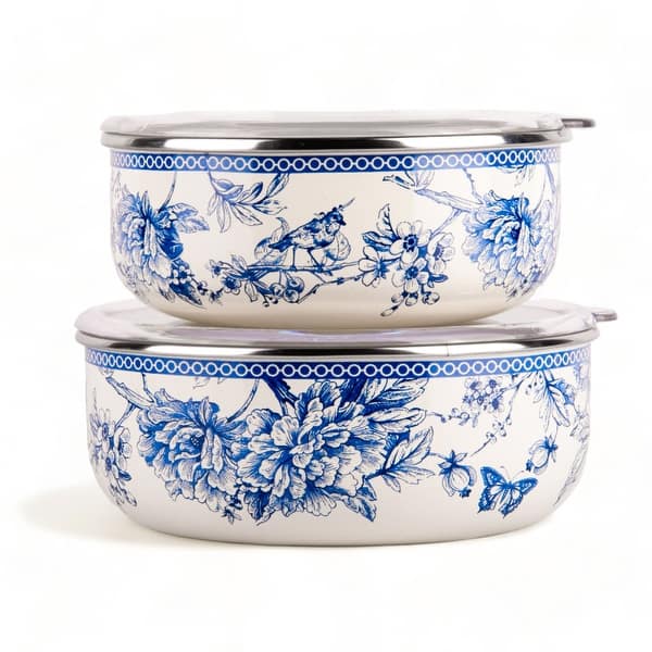 STP Goods Bird of Paradise Enamel Storage Container Set of 2 - Bed Bath ...