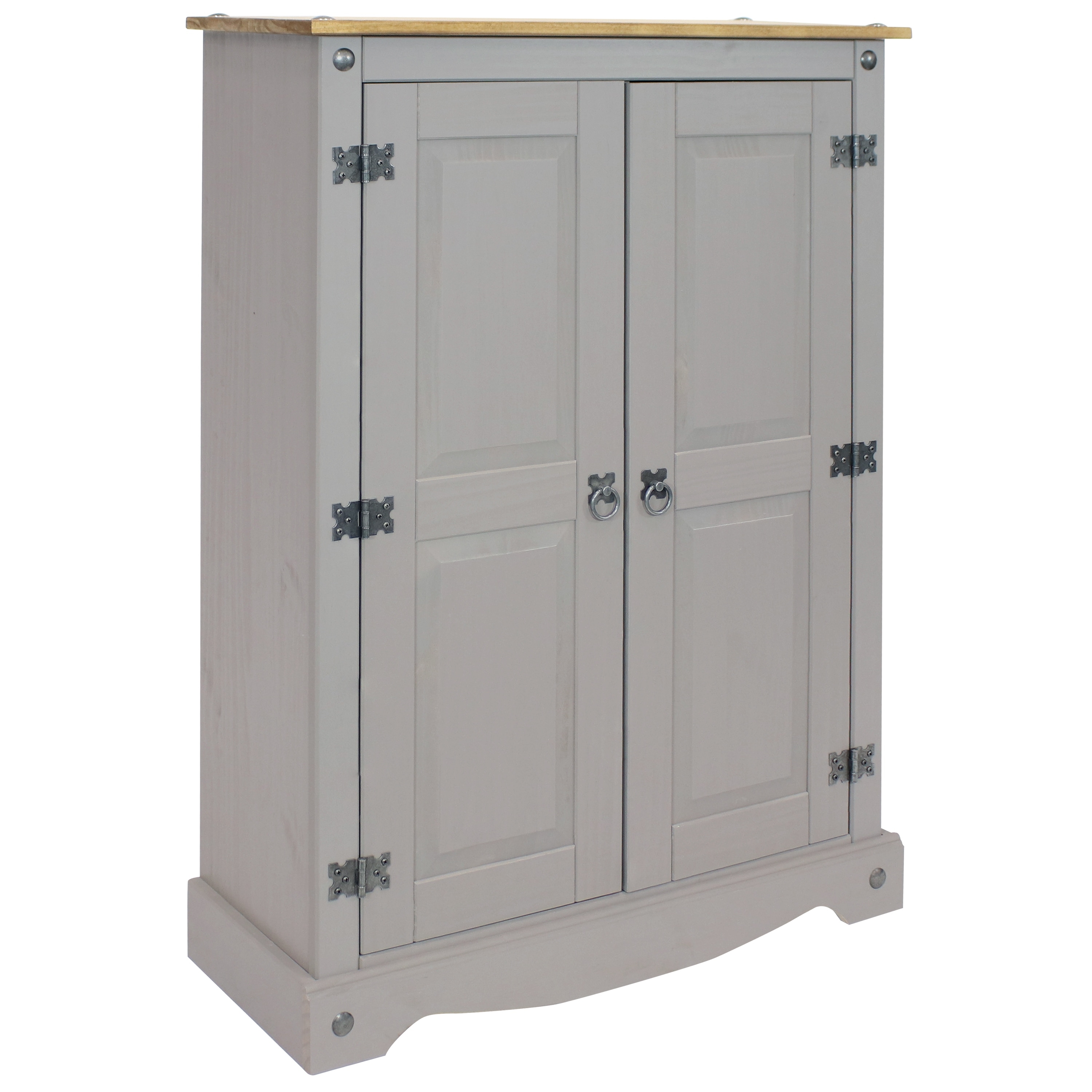 2 Door 2 Shelf Solid Pine Accent Cupboard Gray 43 in Bed Bath Beyond 36889113