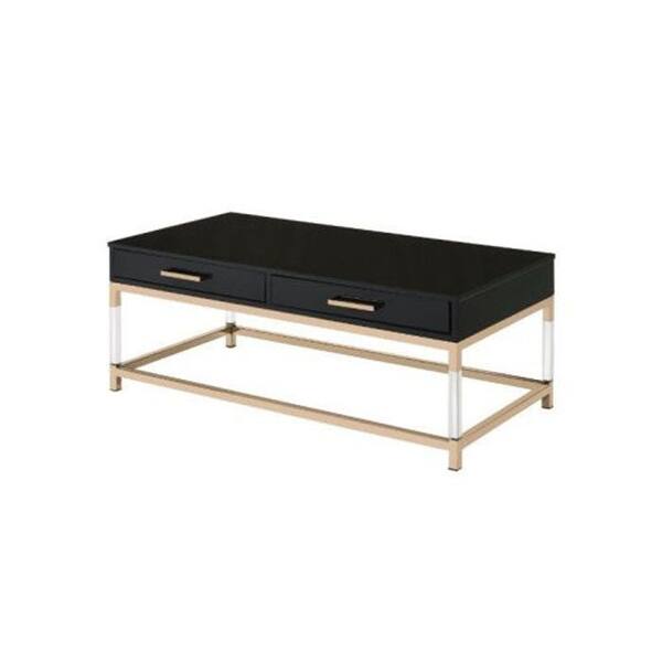Black coffee table solid wood adiel table rectangular shape table - Bed ...