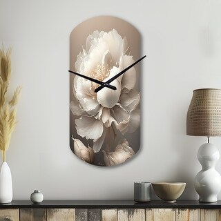 Designart - Peony Flower VI - Peonies Large Wall Clock in Asymmetrical ...