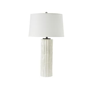 Bamboo 32 in. White Transitional Modern Bedside Ceramic Table Lamp ...