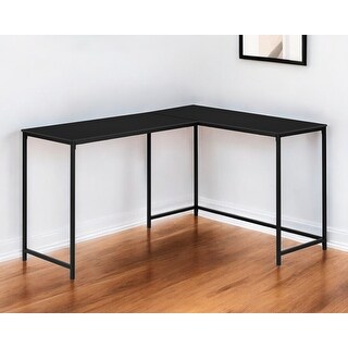 HomeRoots 58" Black Wood and Metal Corner Computer Desk - Bed Bath ...