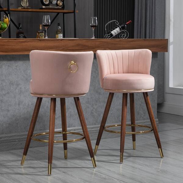 Set of 2 Swivel Bar Stools with Backrest Footrest - Bed Bath & Beyond ...