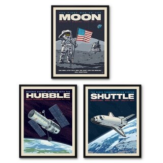 Americanflat 3 Piece Framed Print - Vintage Space Exploration Art By ...