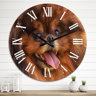 Designart 'Drawing Dog German Pomeranian' Traditional wall clock - Bed ...