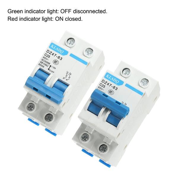 Miniature Circuit Breaker Low Voltage AC 25A 400V 2 Pole DZ47-63 C25 - White, Blue - Bed Bath ...