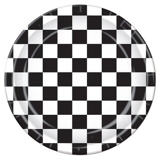 Pack of 96 Black and White Checkered Disposable Dinner Plates 9" - Bed ...