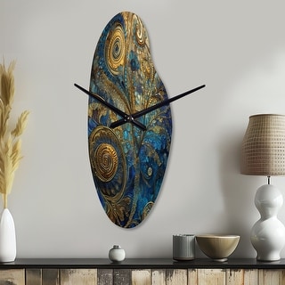 Designart - Blue And Gold Melodies Of Boho II - Boho Feather Large Wall ...
