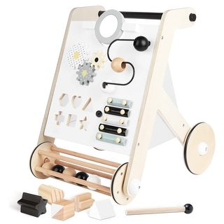 Wooden Baby Walker Push and Pull Learning Activity Walker with Roller ...