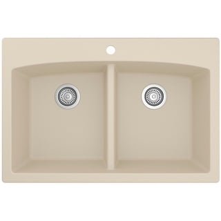 Karran USA QT-710 Drop-in Quartz/Granite 33" 1-Hole 50/50 Double Bowl ...
